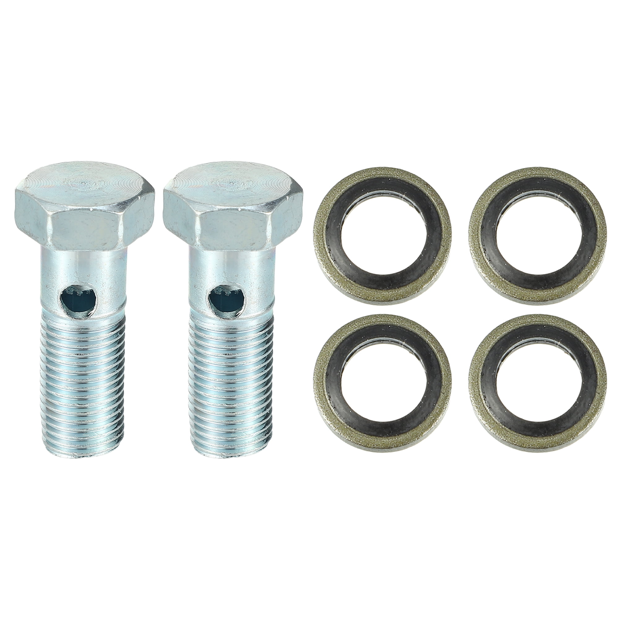 2 Set Universal Auto Banjo Bolt Brake Line Fitting Adapter Kit M12 x 1. ...