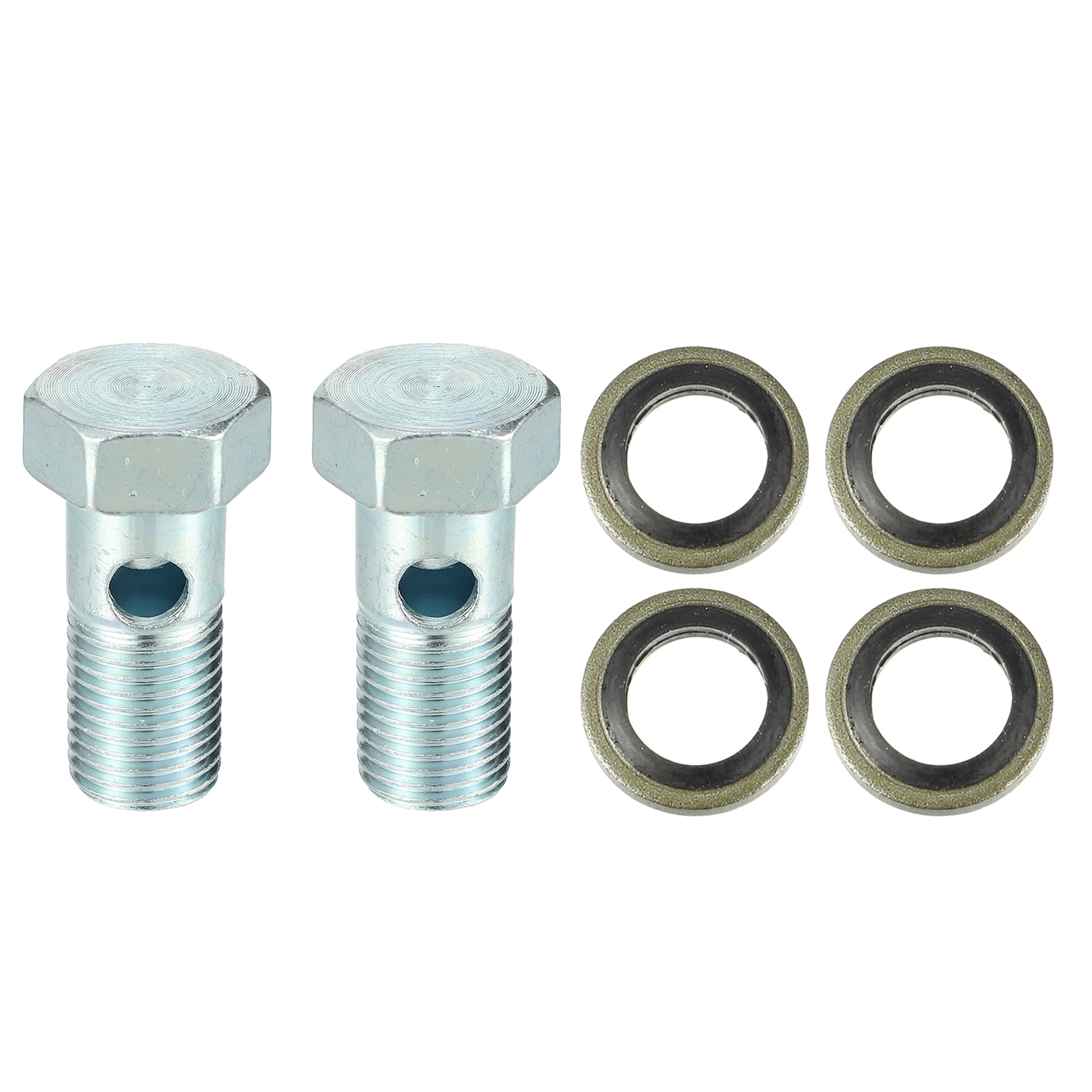 2 Set Universal Auto Banjo Bolt Brake Line Fitting Adapter Kit M14 x 1. ...