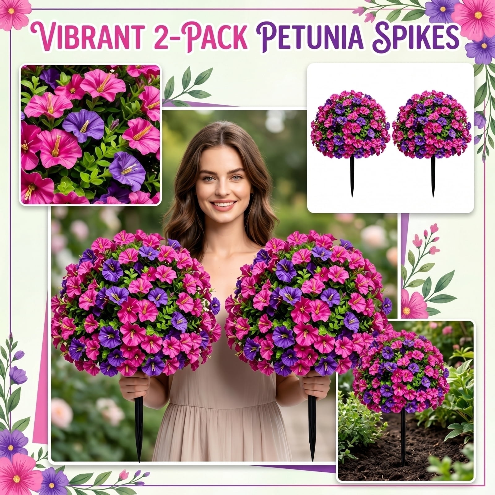 2 Set Uv Resistant Artificial Outdoor Flowers Grave Cemetery Decoration ...