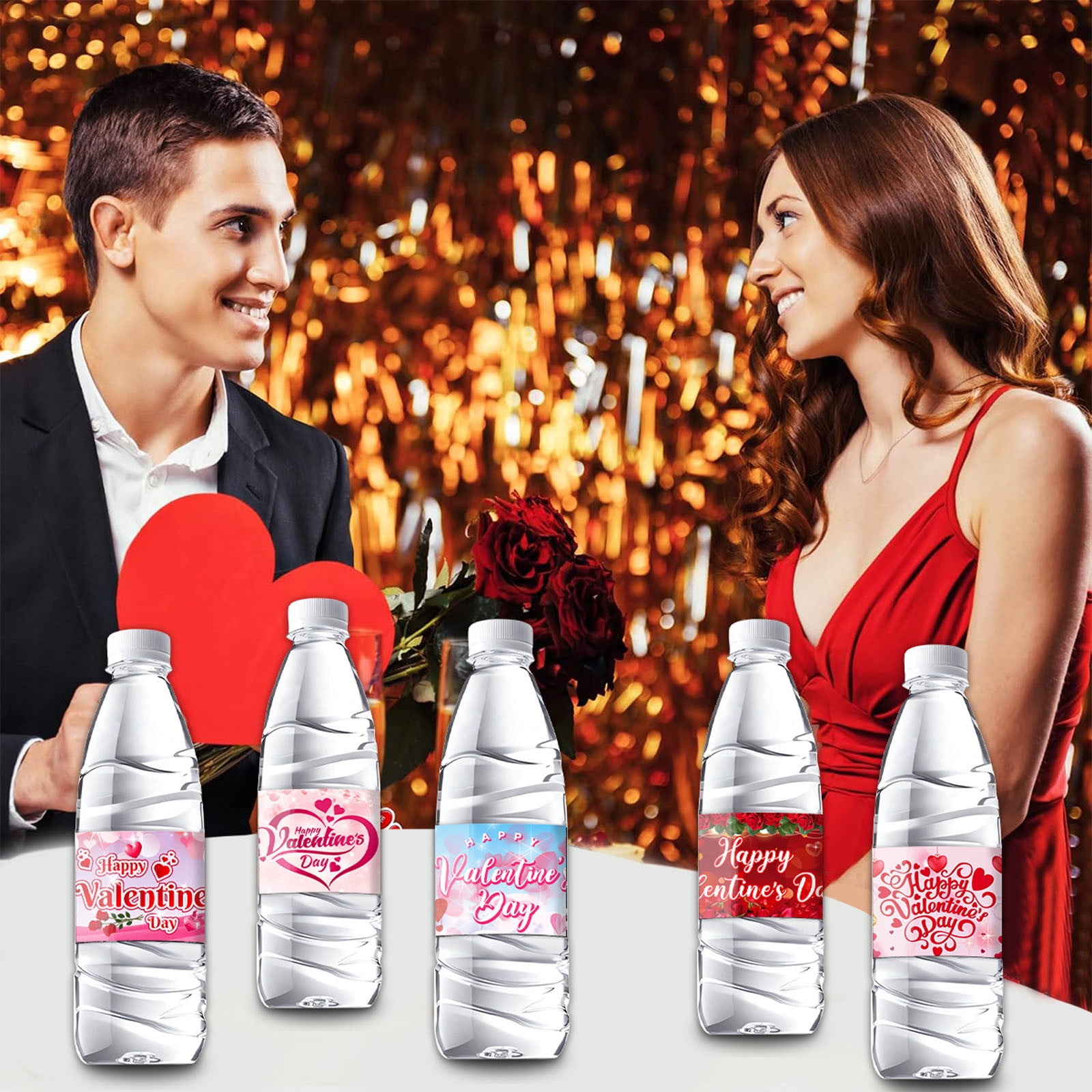 2 Set Valentine's Day Water Bottle Labels Stickers 6 Pieces/Set ...