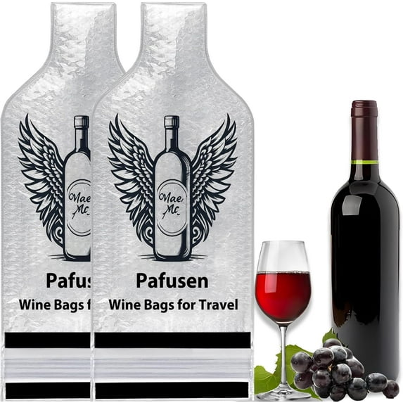 2 Set Wine Bags for Travel, Reusable Bottle Travel Protector Bags, Leak ...