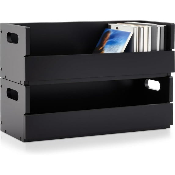 2 Set Wooden CD Storage Box Holder Shelf Cassette Tape Display Racks ...