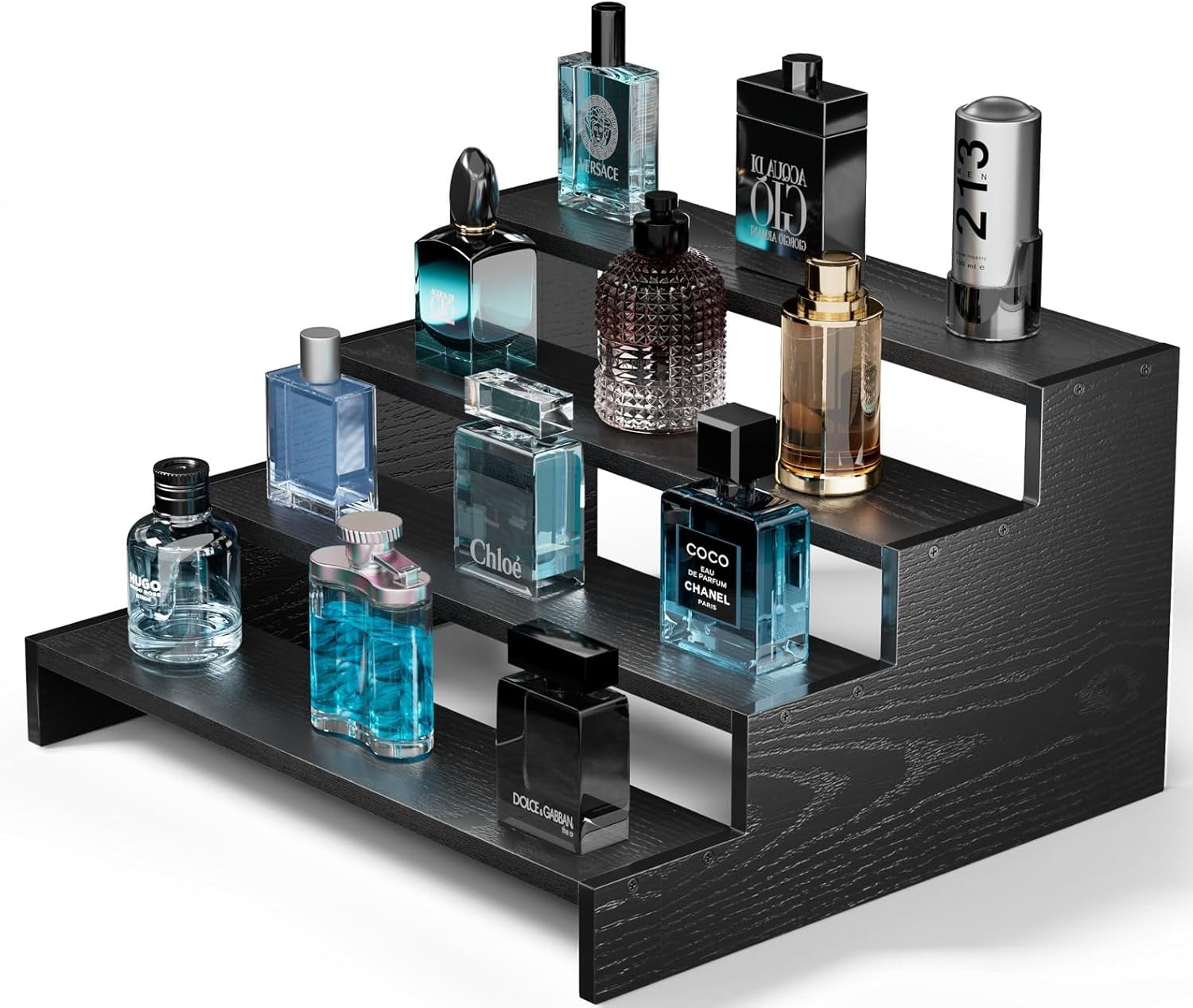 2 Set Wooden Cologne Organizer for Men,12 Inch 4 Tier Cologne Stand ...