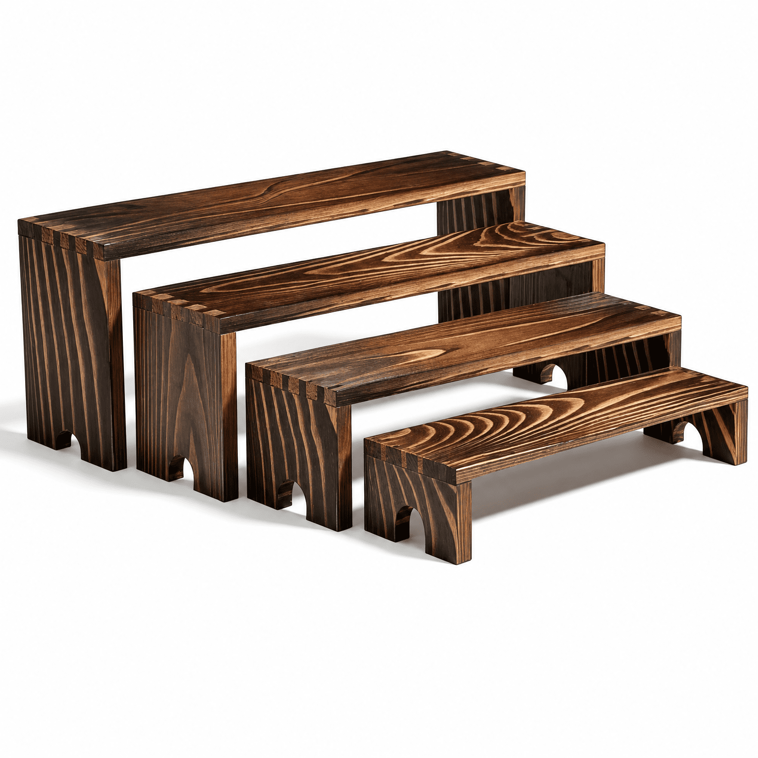 2 Set Wooden Tiered Display Risers, Stackable Farmhouse Cupcake ...
