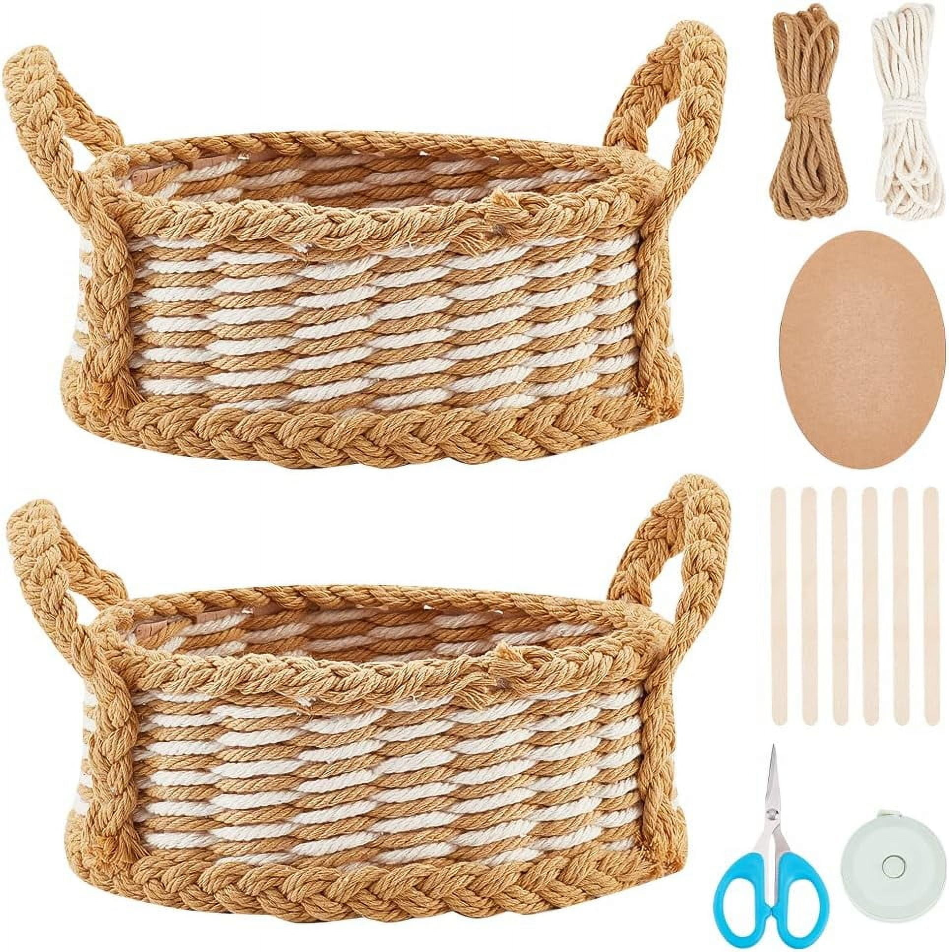 2 Set Woven Basket Kit Macrame Cord Basket Weaving Kit Basket Making Supplies Suitable for Arts ...