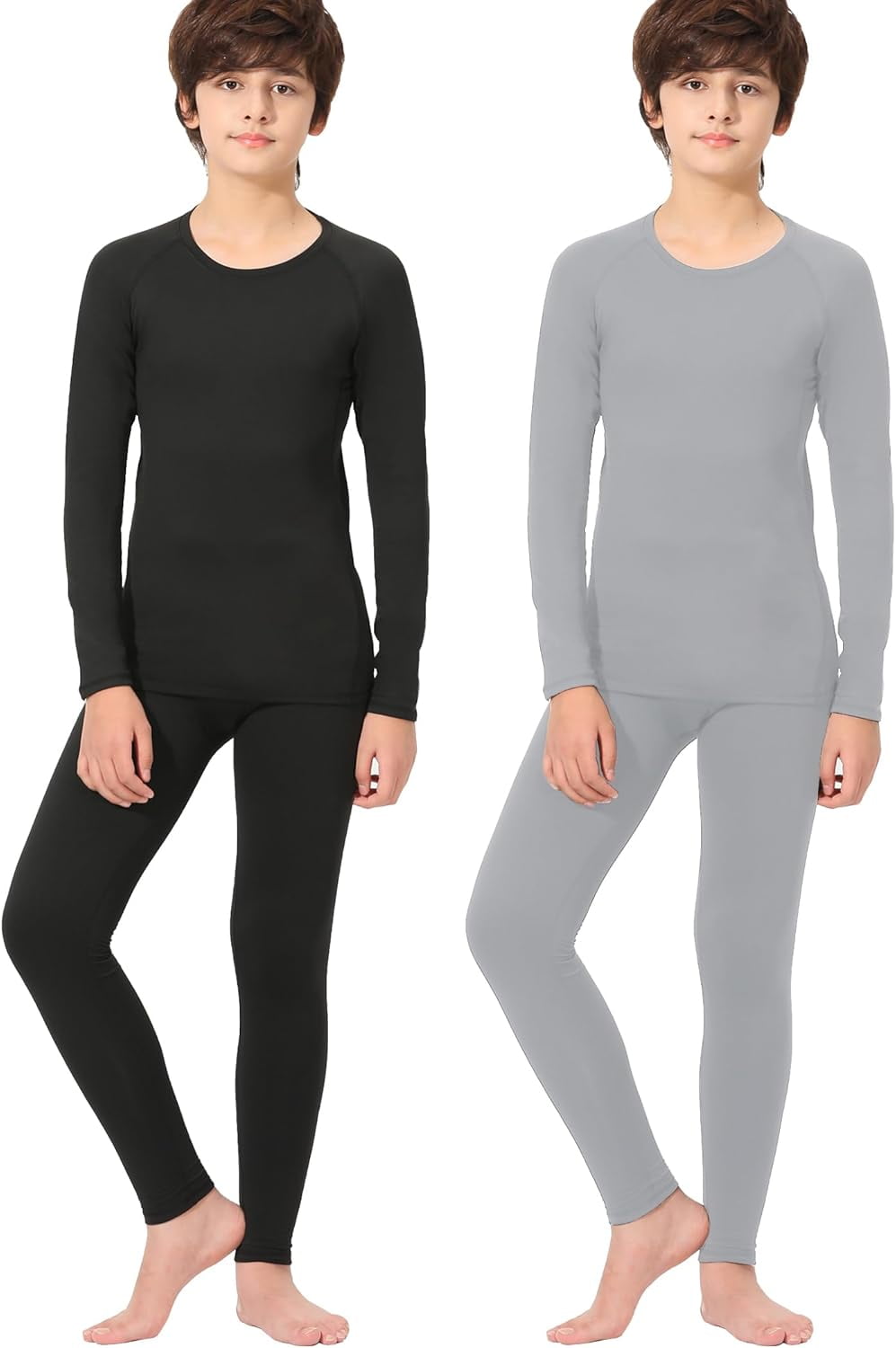 2 Set Youth Boys' Thermal Underwear Set Fleece Lined Compression Shirt ...