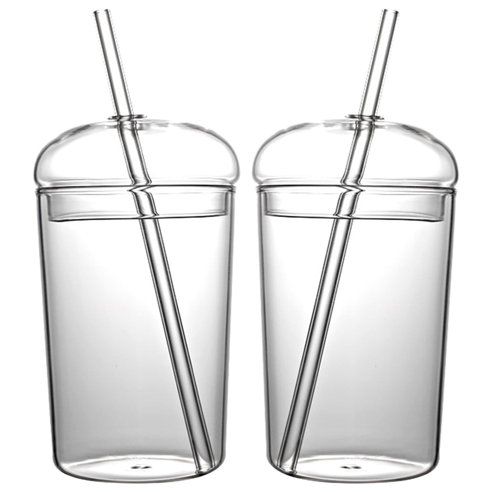 2 Set of Drinking Glasses with Glass Straw Glass Cups Beer Glasses ...