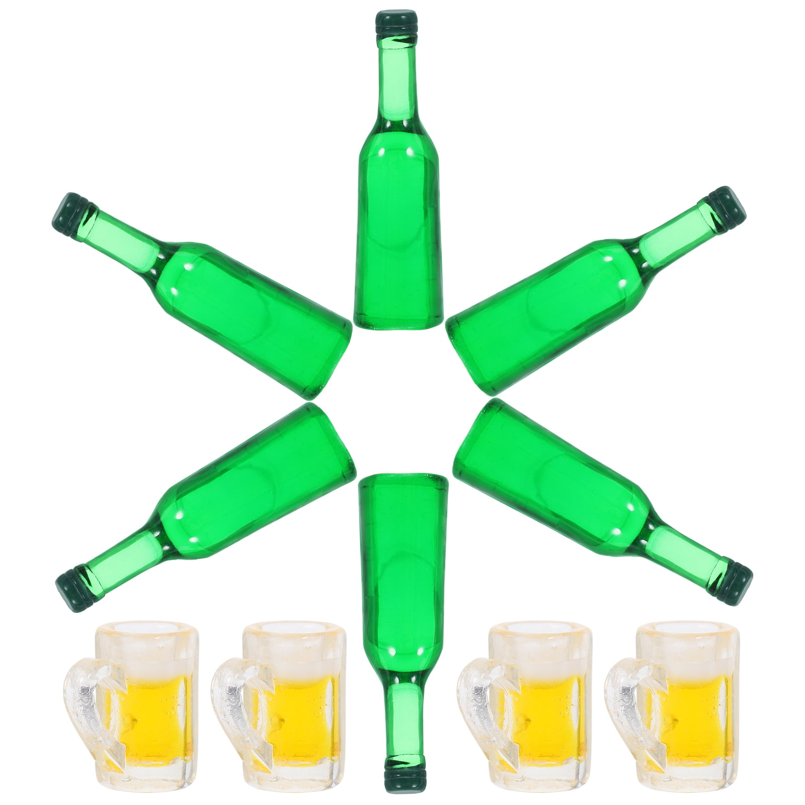 2 Set of Miniature Beer Bottles Beer Cups Mini House Drinks Accessories ...