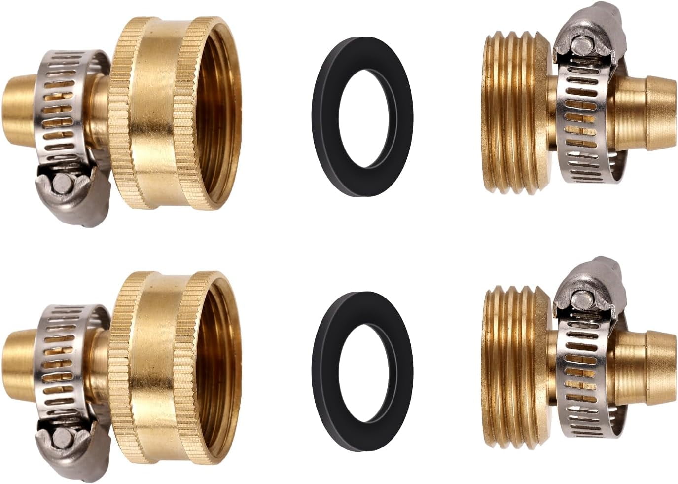 2 Sets 1/2 inch Garden Hose Adapter, Brass Water Hose Connectors for ...