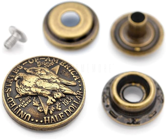 2 Sets 1 Inch Eagle Dollar Coin Concho Snap Fasteners Ring-Socket Snaps ...