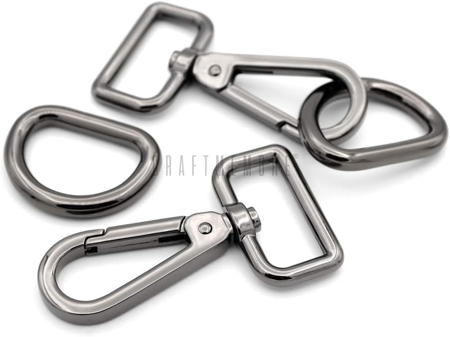 2 Sets 1" Swivel Push Gate Snap Hooks Lobster Claw Clasp with 1 inch D ...