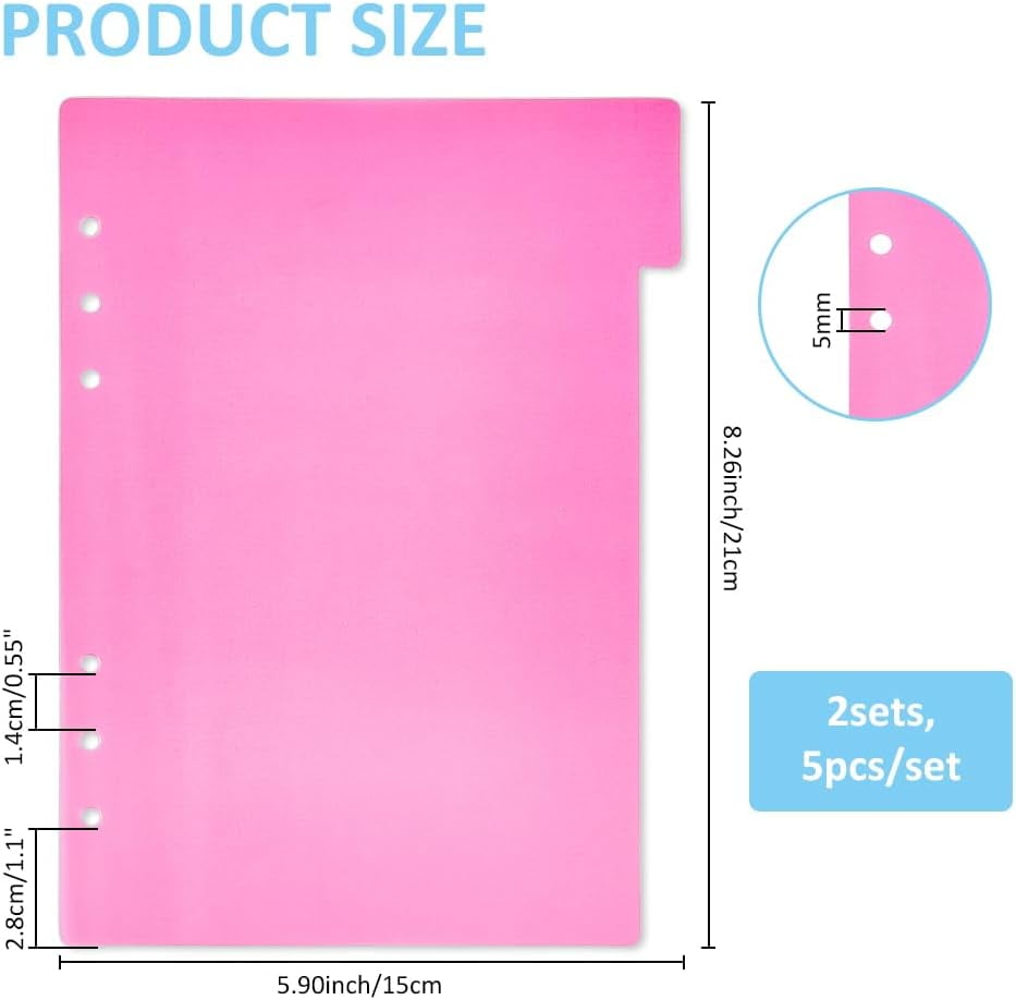 2 Sets 10 Sheets A5 Index Binder Dividers 5 Binders Index Divider with ...