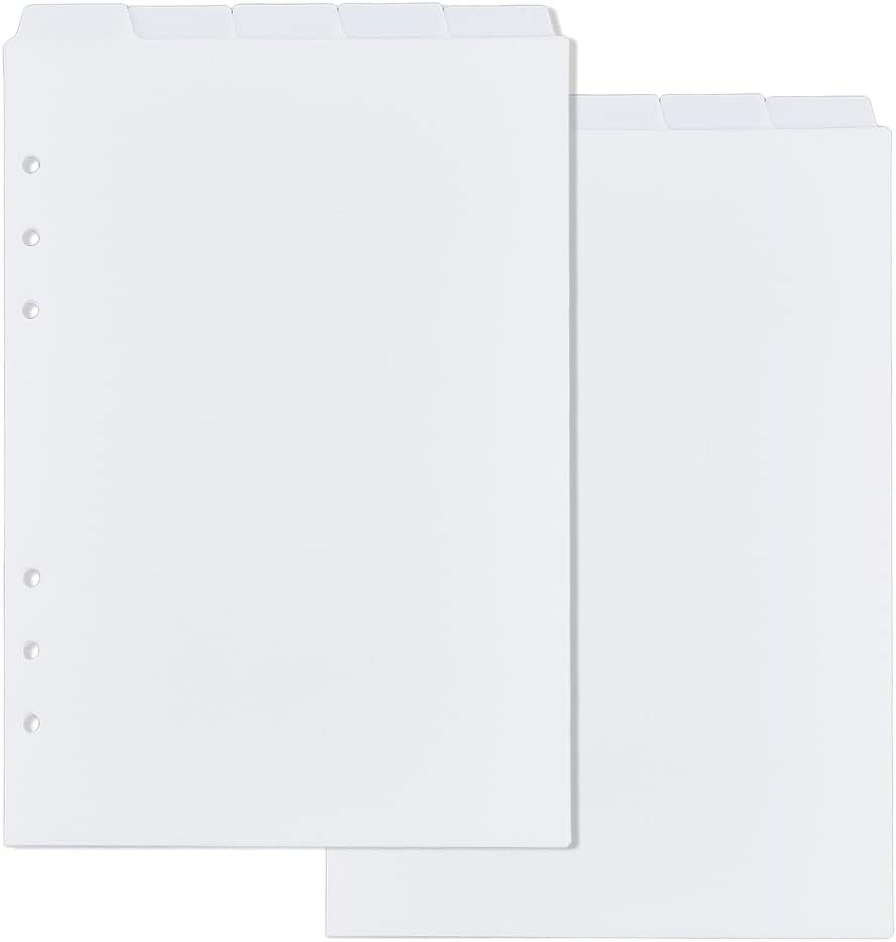 2 Sets 10 Sheets A5 Index Binder Dividers White Plastic Binder Dividers ...