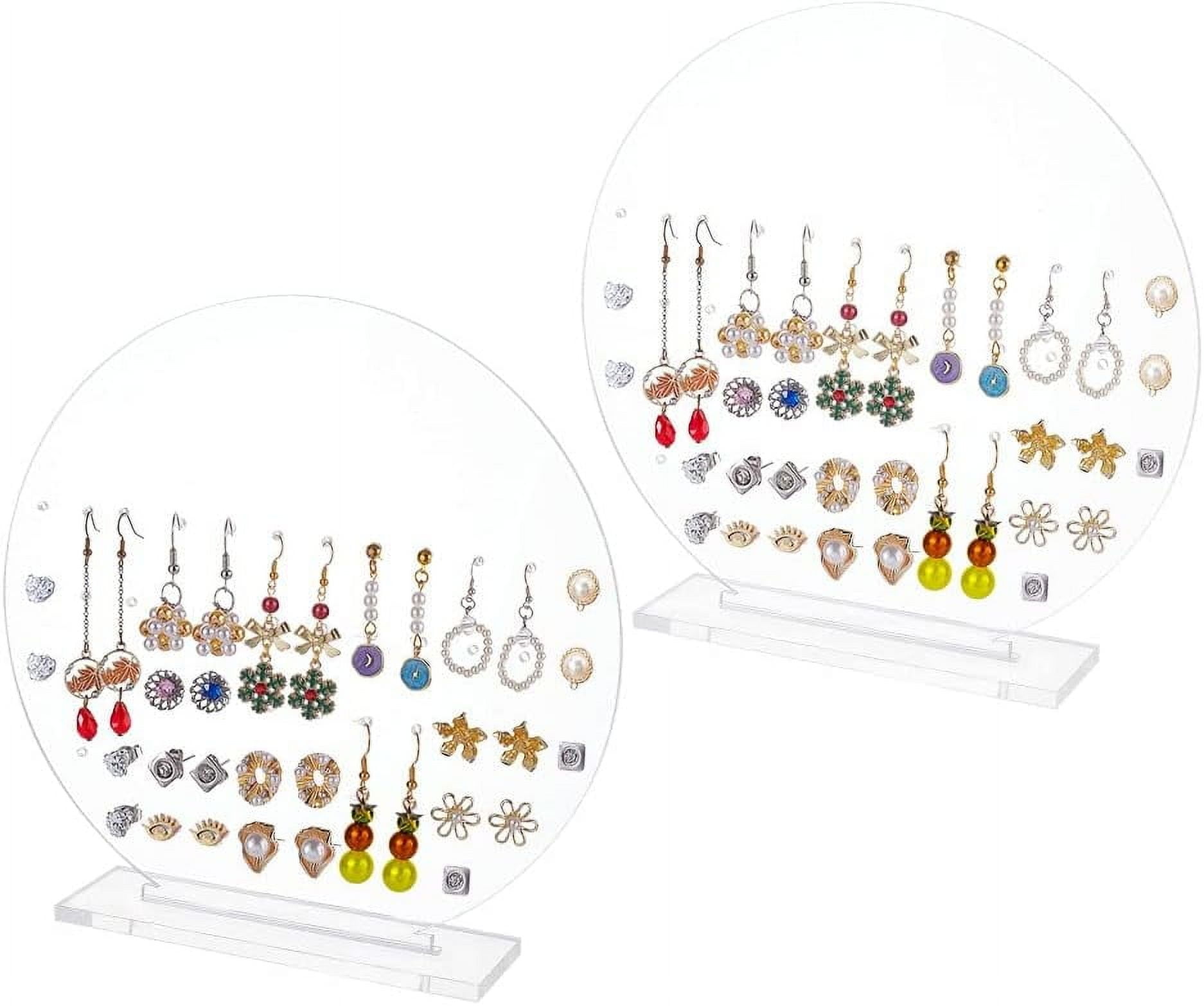 2 Sets 108 Holes Acrylic Earrings Holders Clear Earrings Organizer ...