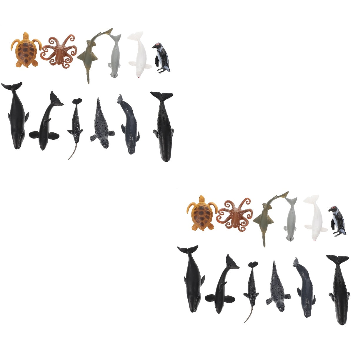 2 Sets /12pcs Simulation Sea Creature Realistic Animal Toys Mini Marine ...