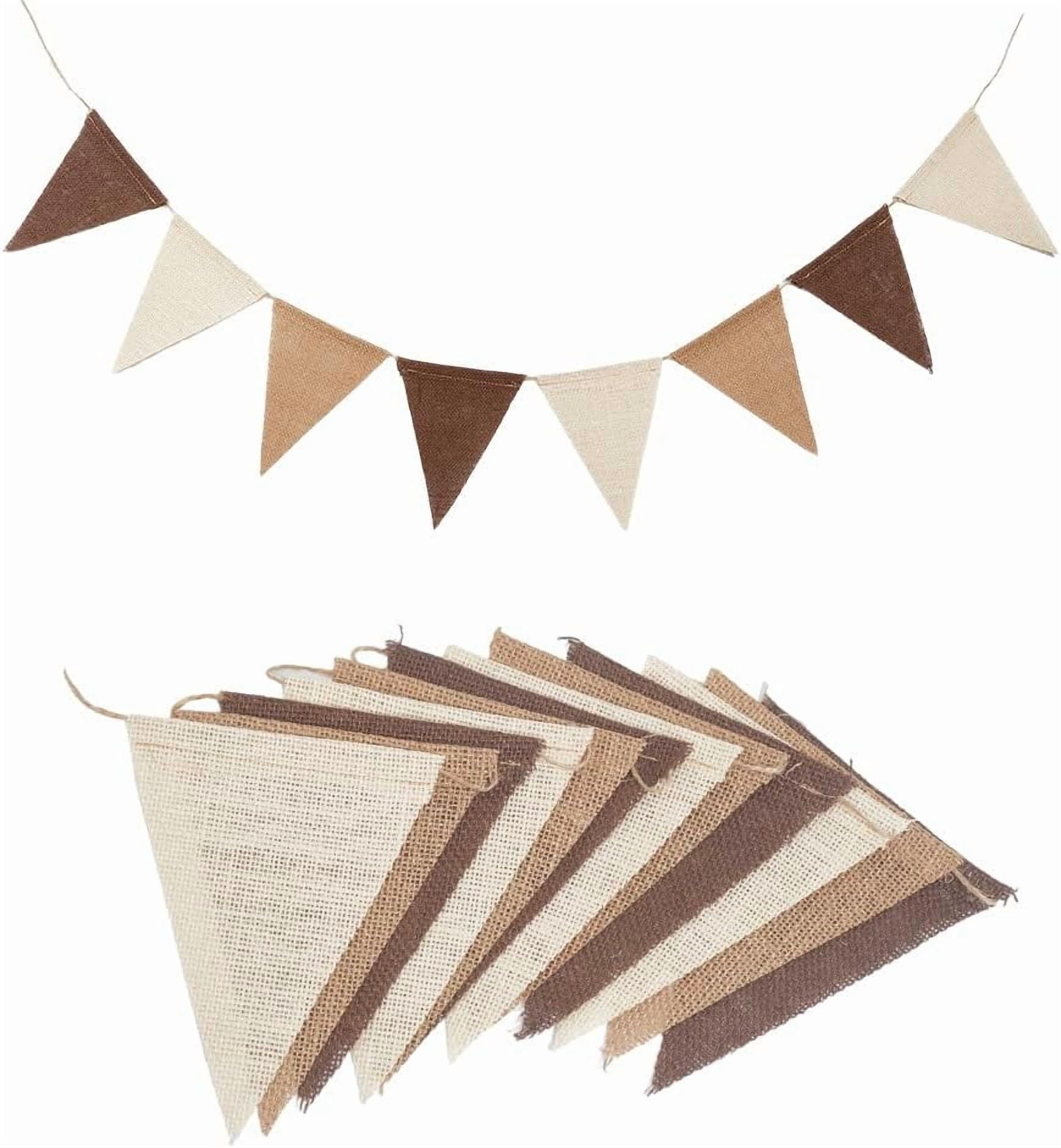 2 Sets 13FT Brown Pennant Banner Burlap Triangle Banner Flags Coffee ...