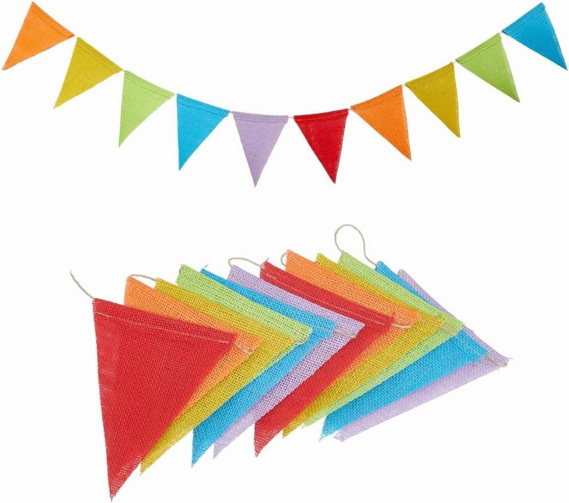2 Sets 13FT Colorful Pennant Banner Triangle Banner Flags Rainbow Linen ...