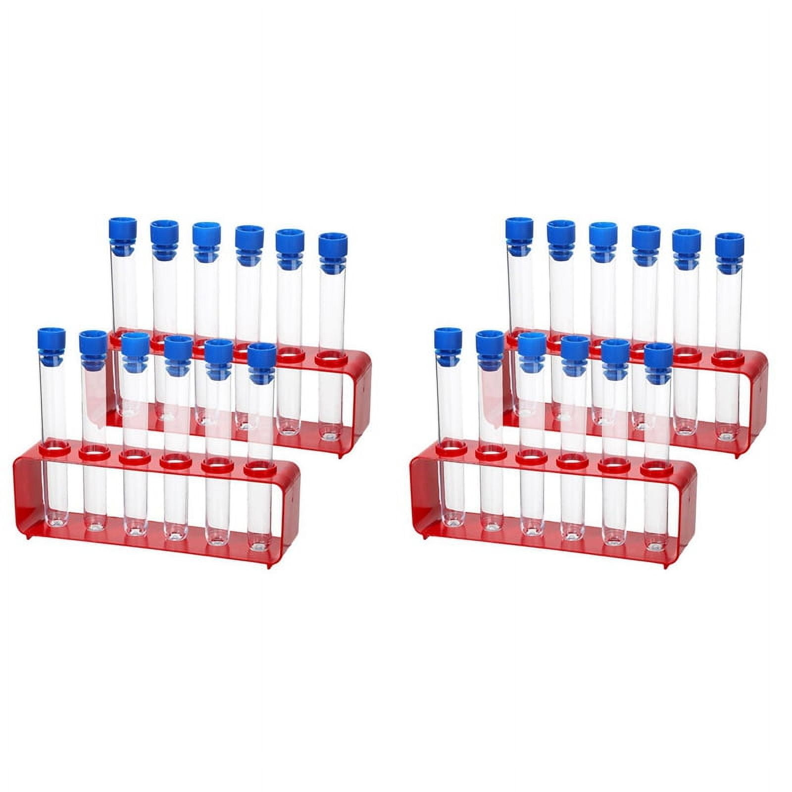 2 Sets 15 X 100mm Test Tubes with Rack Clear Plastic Test Tubes with ...