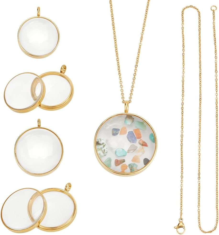 2 Sets 18K Gold Plated Memory Locket Pendant 2 Size Photo Living Memory ...