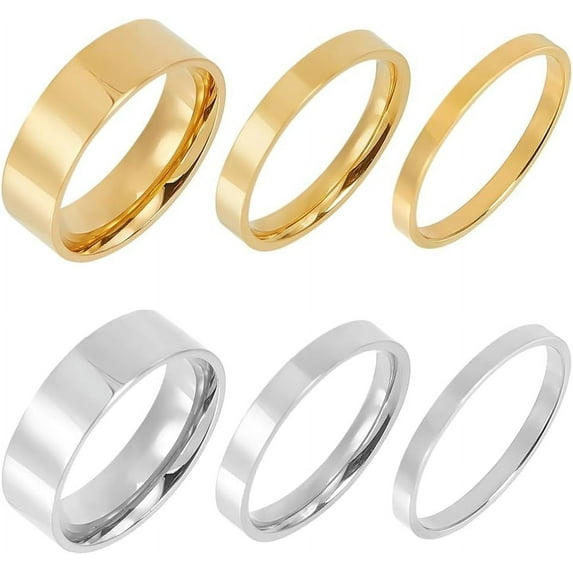 2 Sets 18k Gold Plated Rings for Women Stackable Rings Silver Gold ...