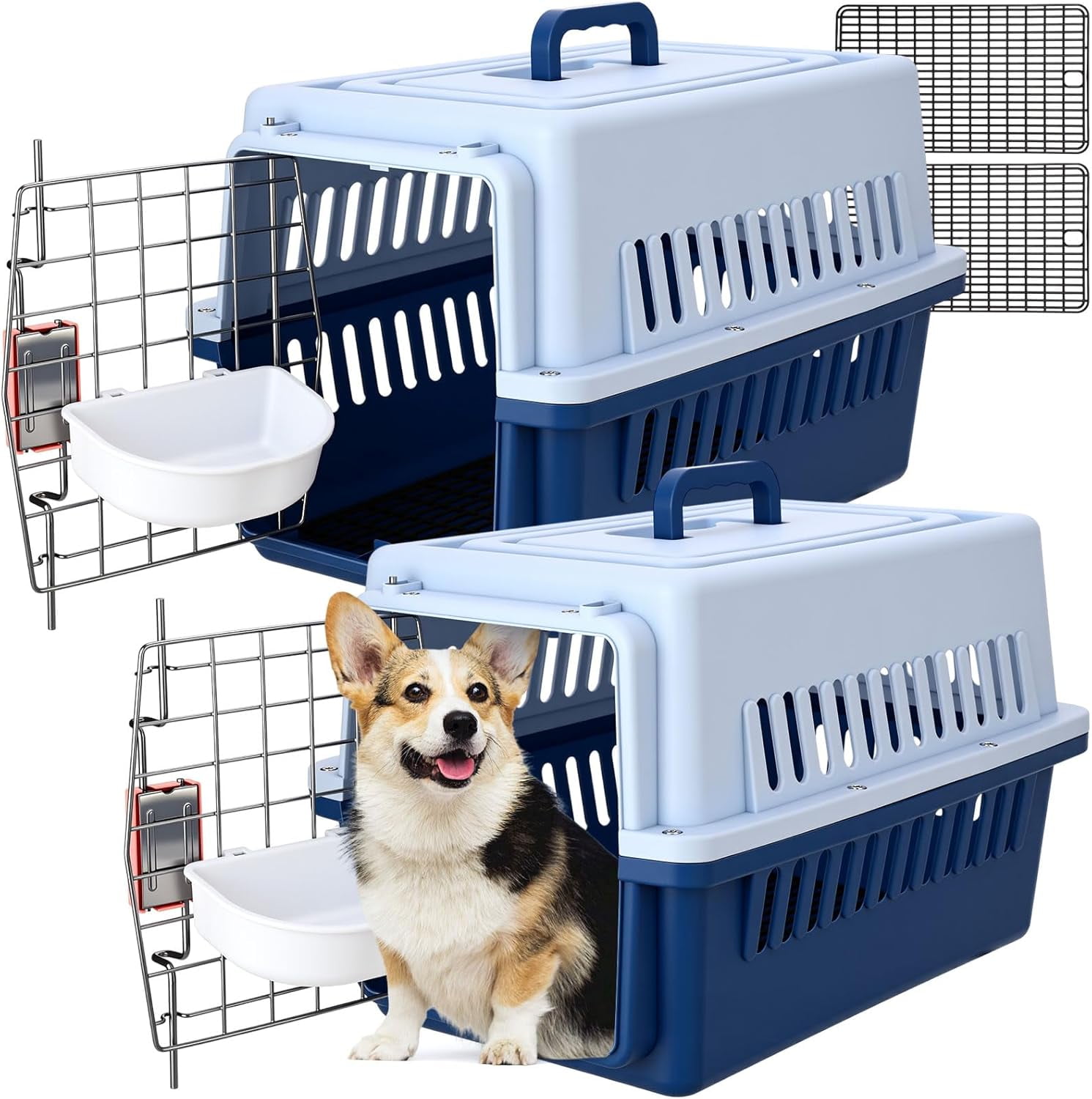 2 Sets 19" Travel Pet Carrier for Small Dogs and Cats Hard-Sided ...