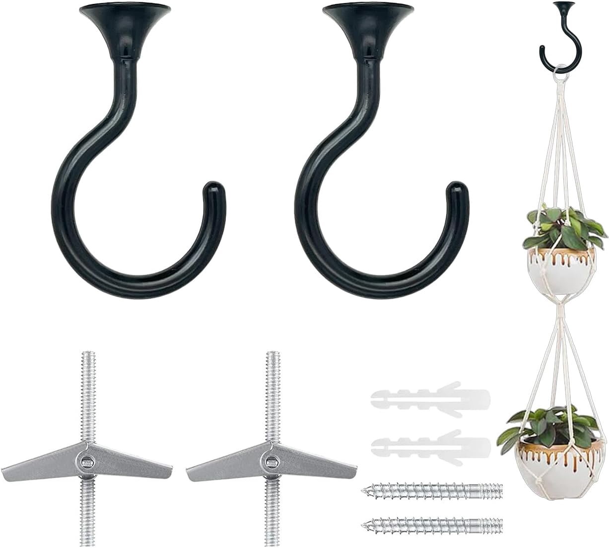 2 Sets 2.4 inch Heavy Duty Swag Ceiling Hooks with Hardware for Hanging ...