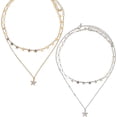 2 Sets 2 Colors Alloy Rhinestone Star Link Chain Necklace Sets Mixed ...