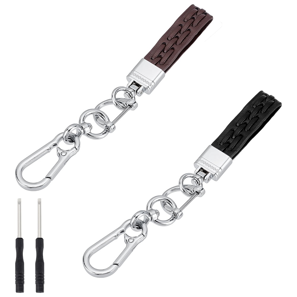 2 Sets 2 Colors Cowhide Leather Keychains with Alloy Finding ...