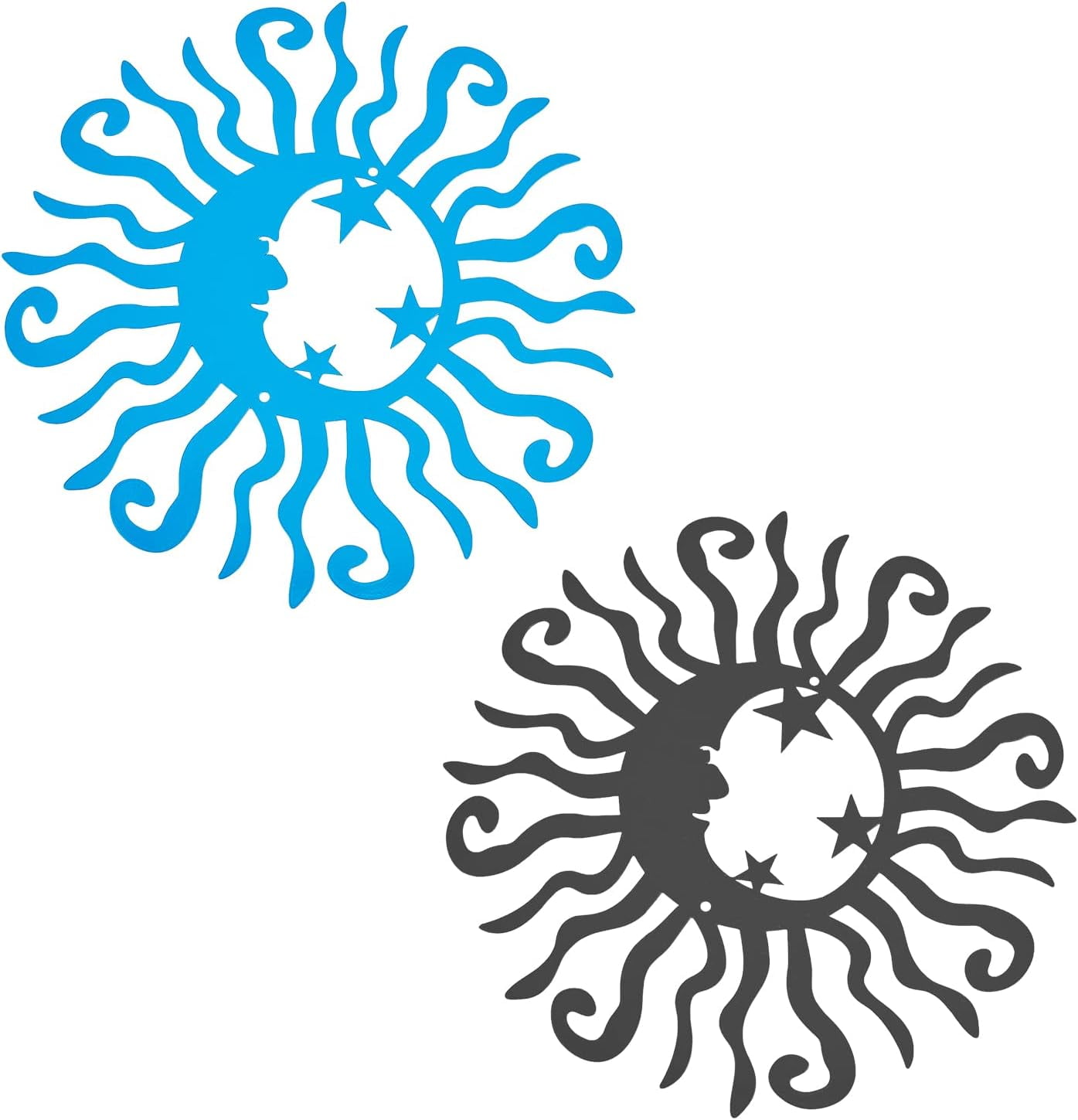 2 Sets 2 Colors Iron Wall Hanging Display Decorations with Screw Sun ...