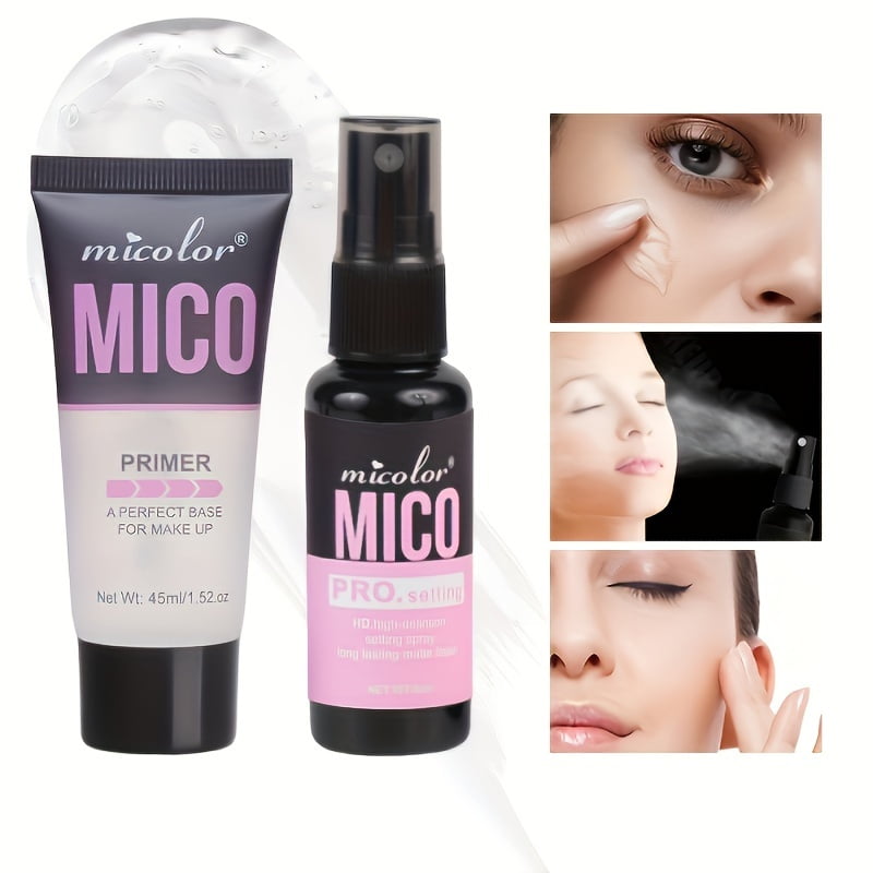 2 Sets of 2 Pieces MICO Makeup Base and HD Long-lasting Setting Dual ...