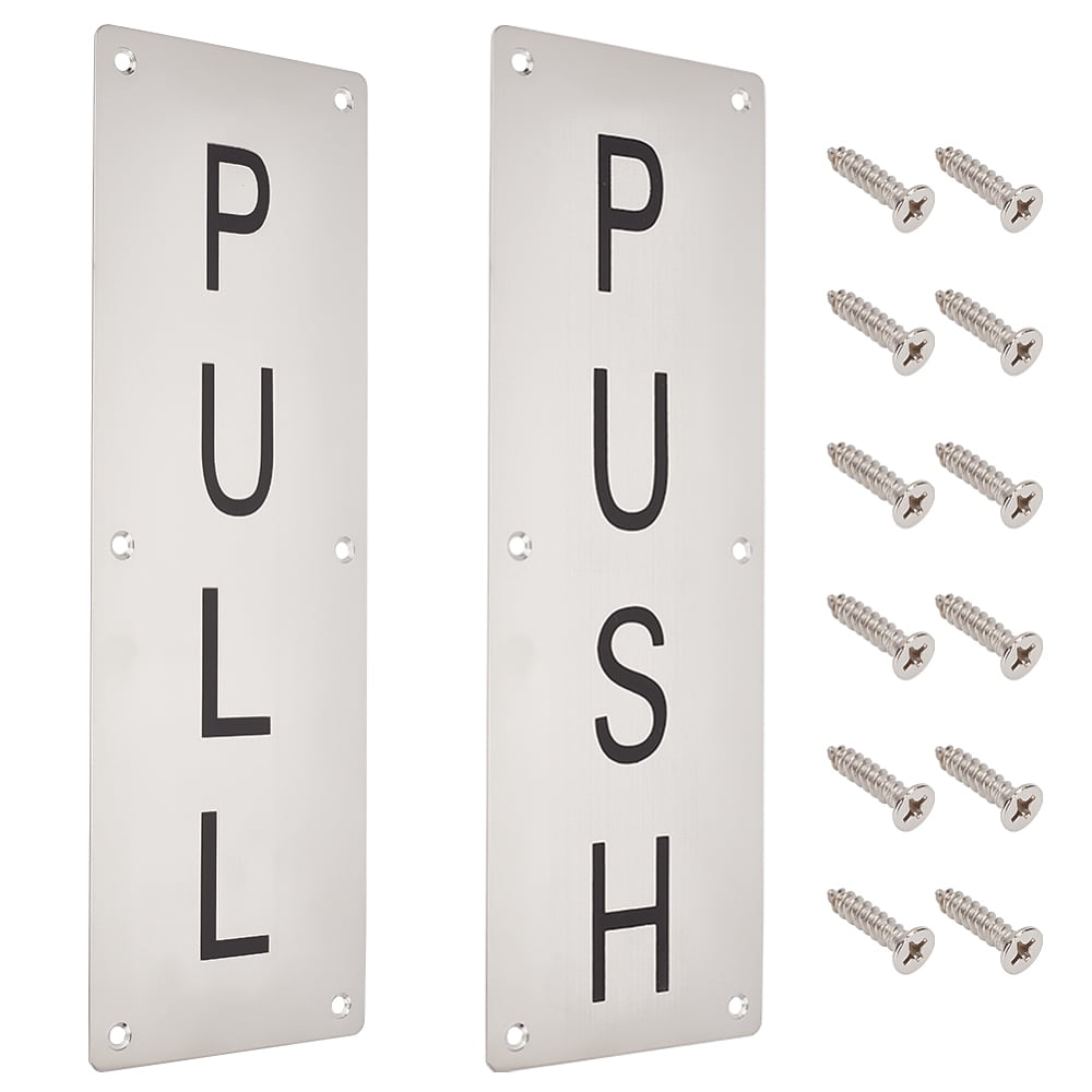 2 Sets 2 Style 201 Stainless Steel Door Signs Pull Push Sign Metal ...