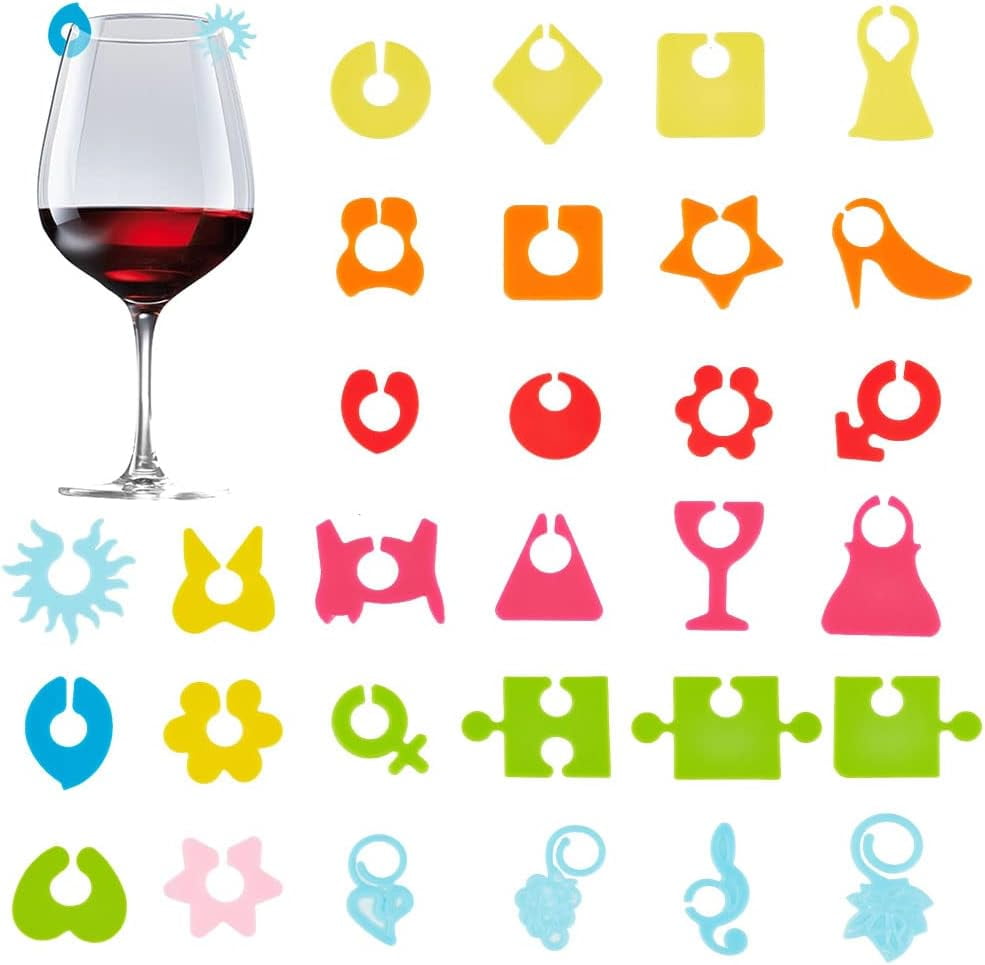 2 Sets 2 Style Silicone Goblet Charm Set Wine Glass Charms Flower Fruit ...