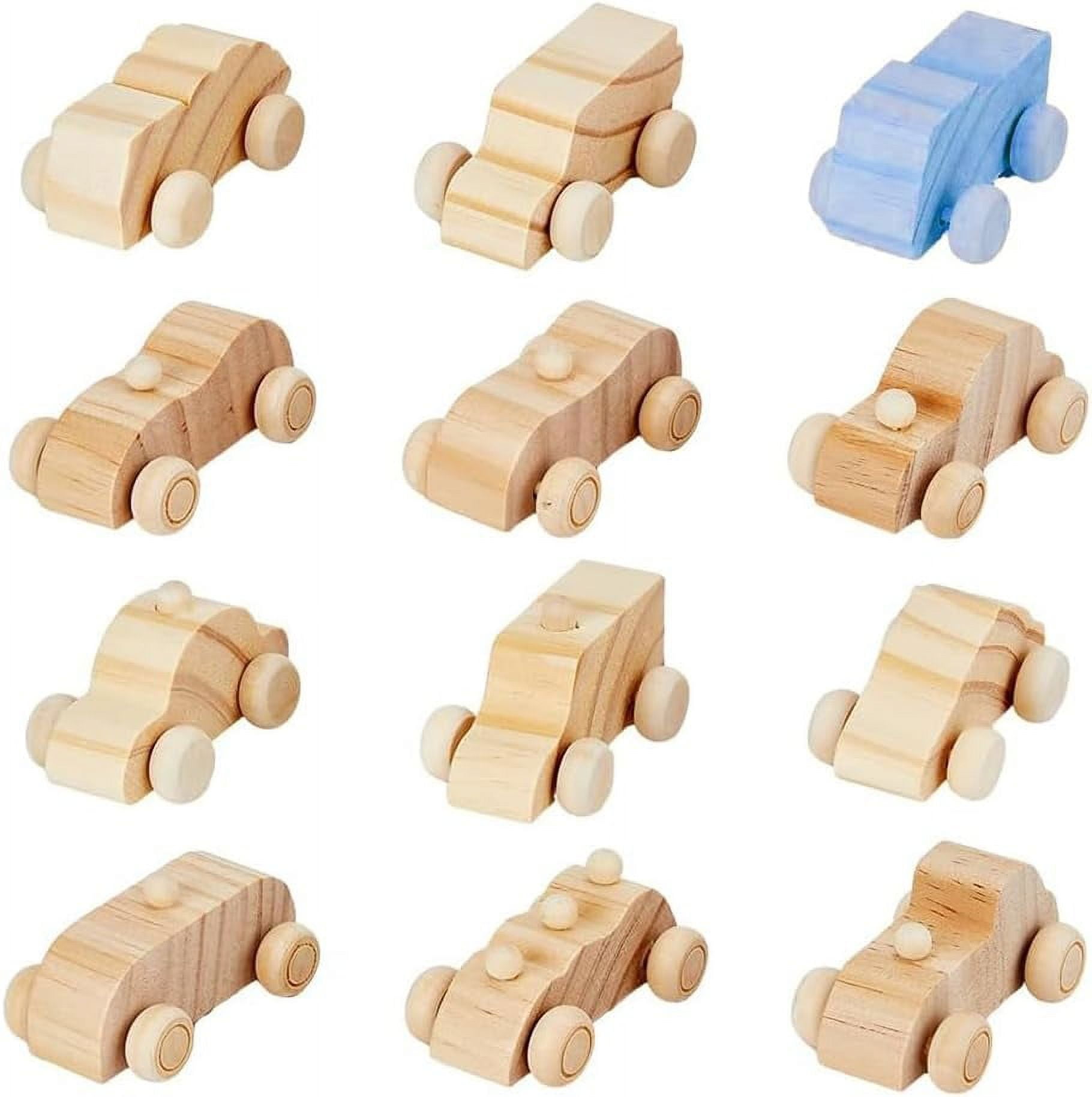 2 Sets 2 Style Unfinished Blank Wood Cars Children Toys for DIY ...