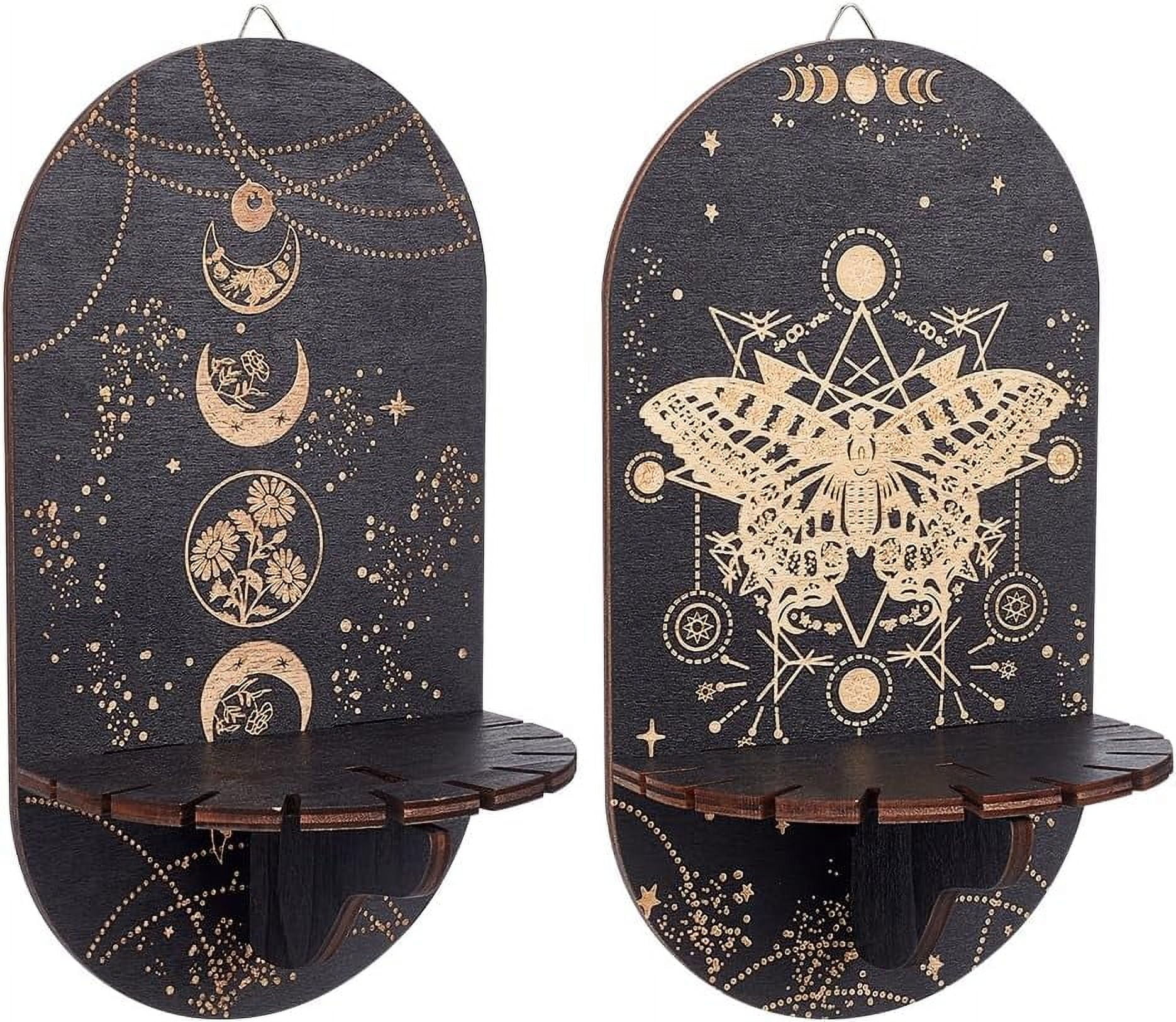2 Sets 2 Style Wooden Wall-Mounted Small Crystal Display Shelf Witch ...