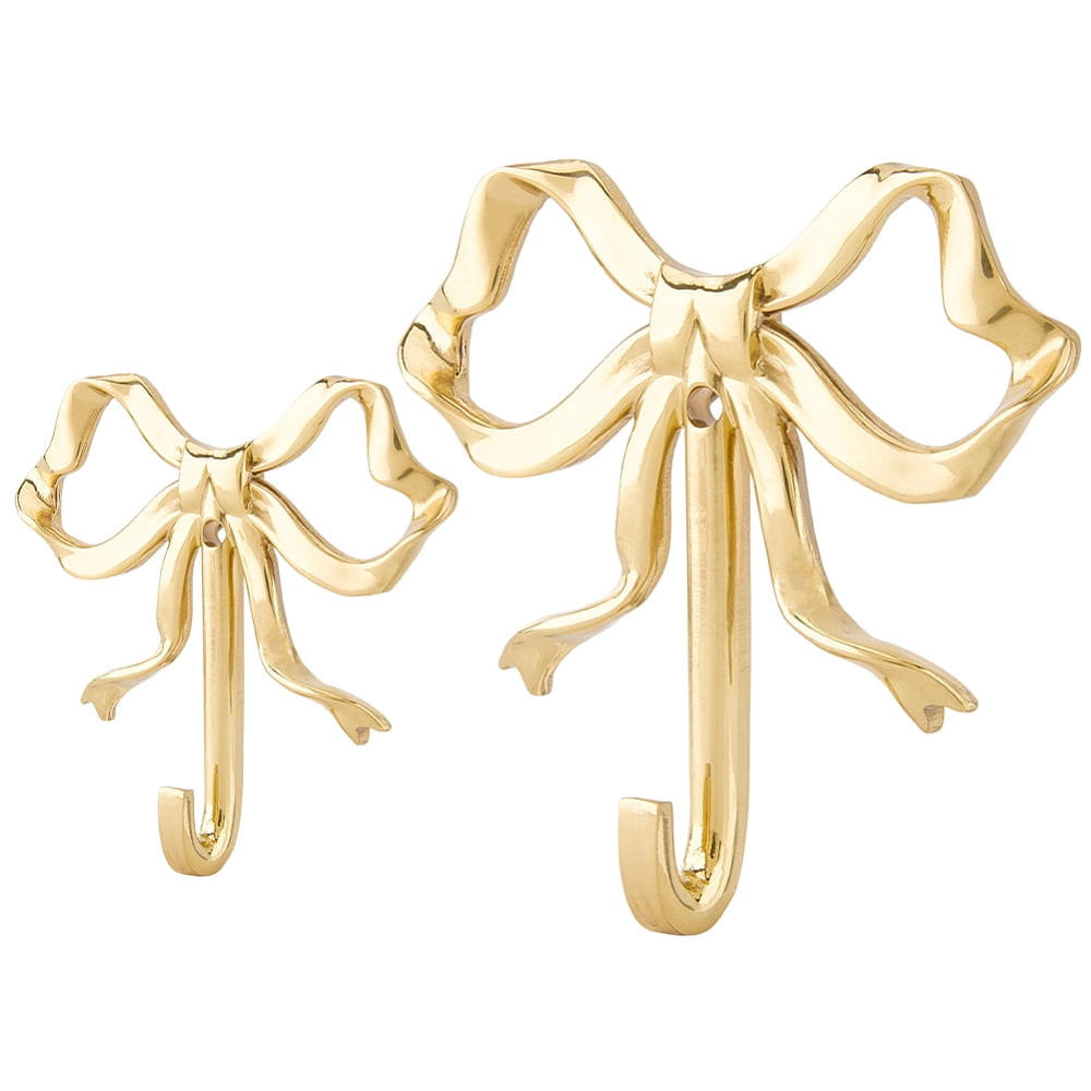 2 Sets 2 Styles Bowknot Brass Clothes Hanger Wall Mounted Coat Hook ...