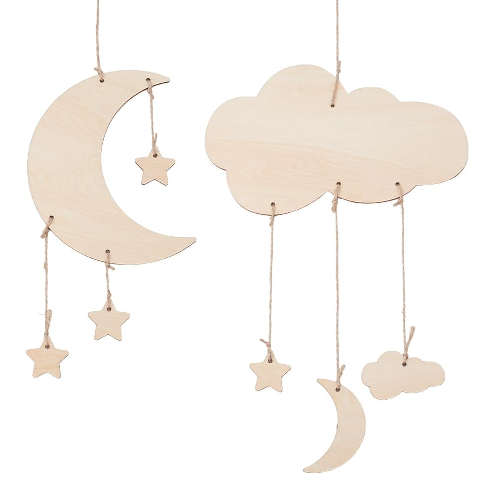 2 Sets 2 Styles Mobile Moon Star Ceiling Hanging Decoration Moon Star ...