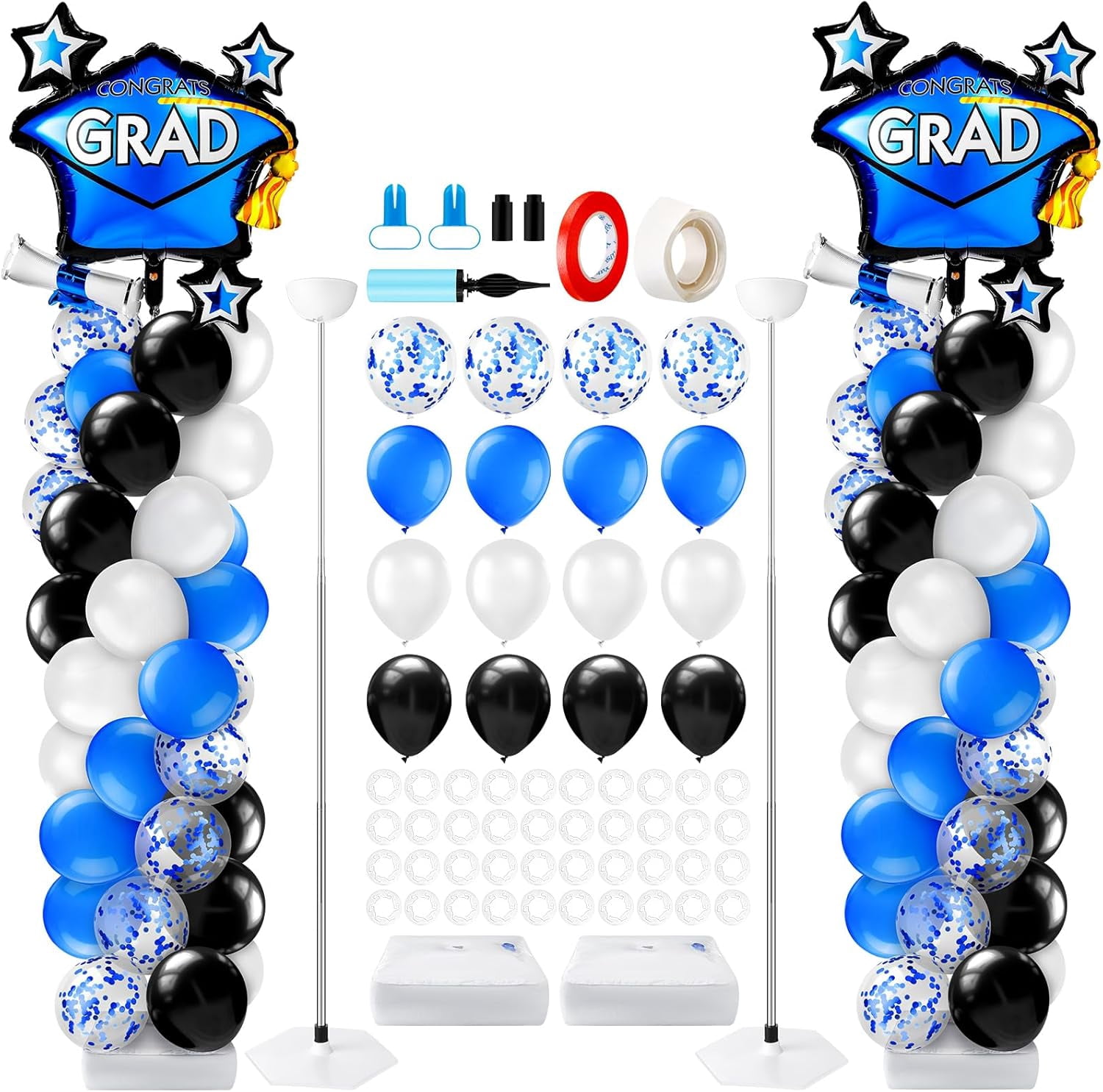 2 Sets 2025 Graduation Balloon Column Stand Kit with 2 Congrats Grad ...