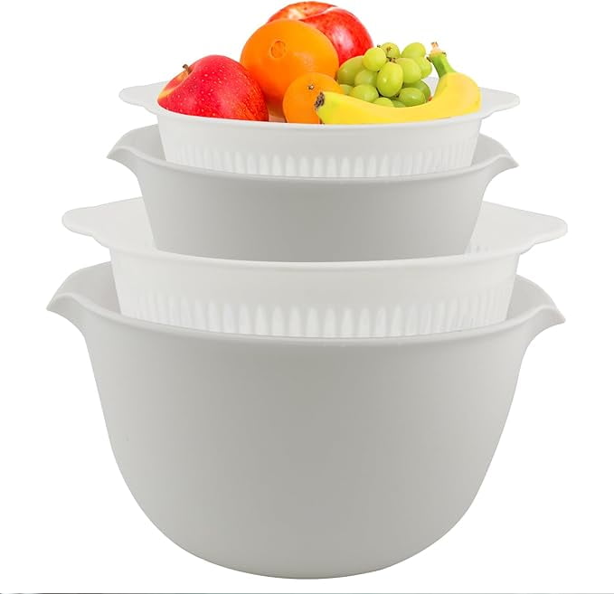2 Sets 3 Qt 2 in 1 Kitchen Colander Set with Grey Bowl Strainer -BPA ...