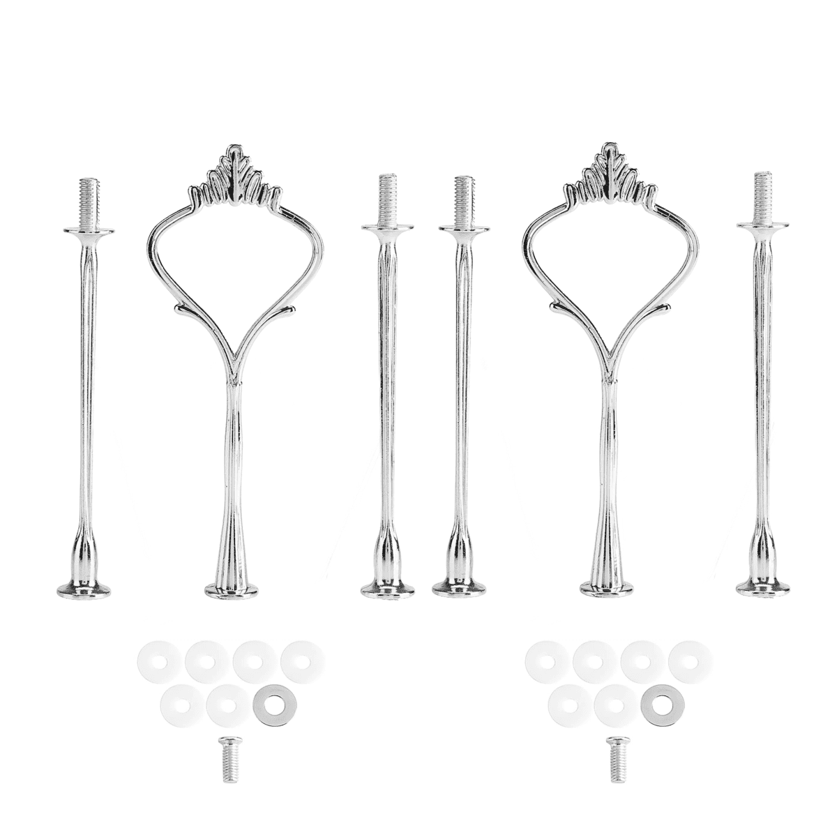 2 Sets of 3 Tier Cake Plate Stand Handle, Metal Fruit Cake Cupcake ...