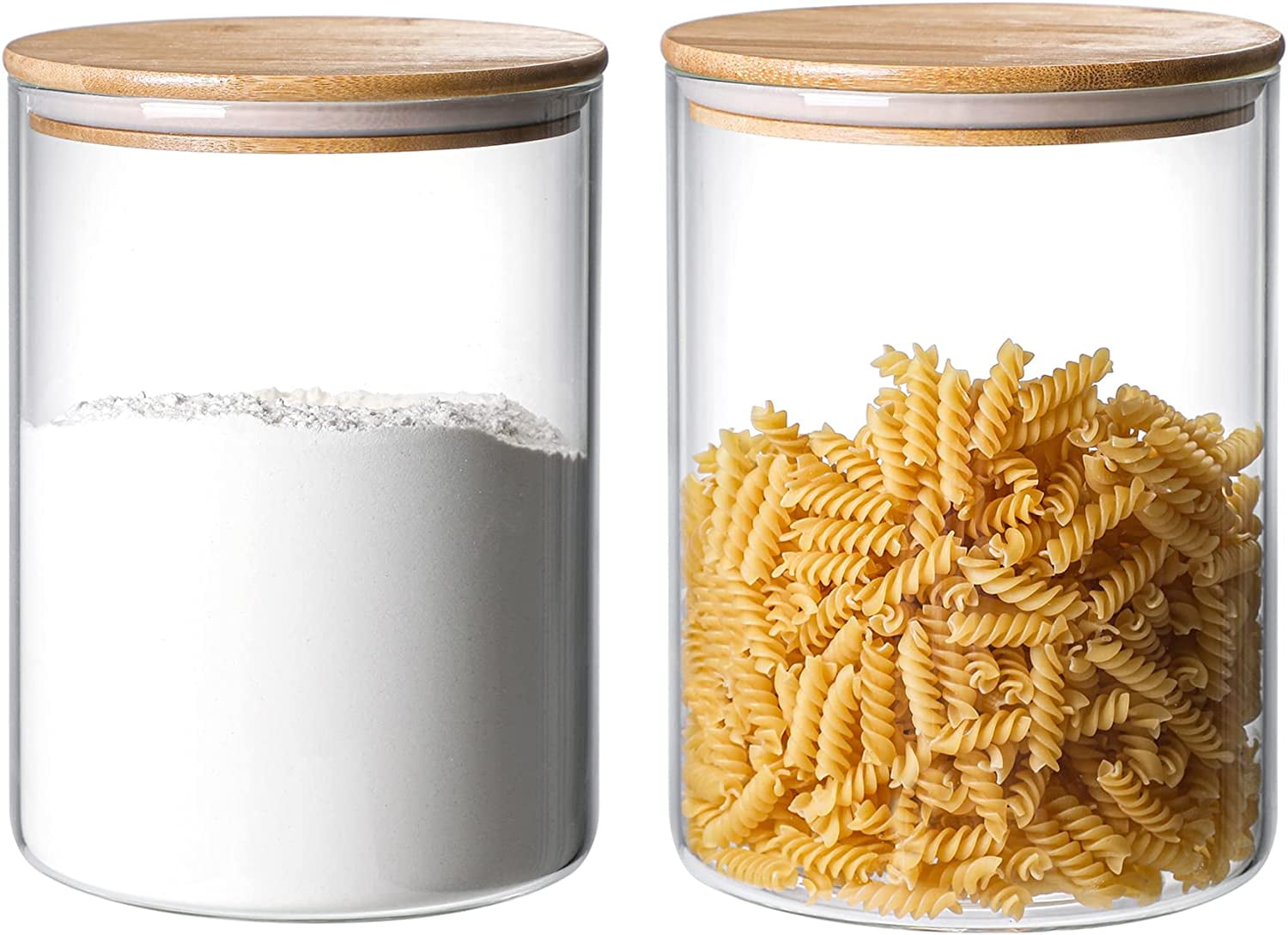 2 Sets 3000 ML/100 FL OZ Clear Glass Storage Canister Holder with ...