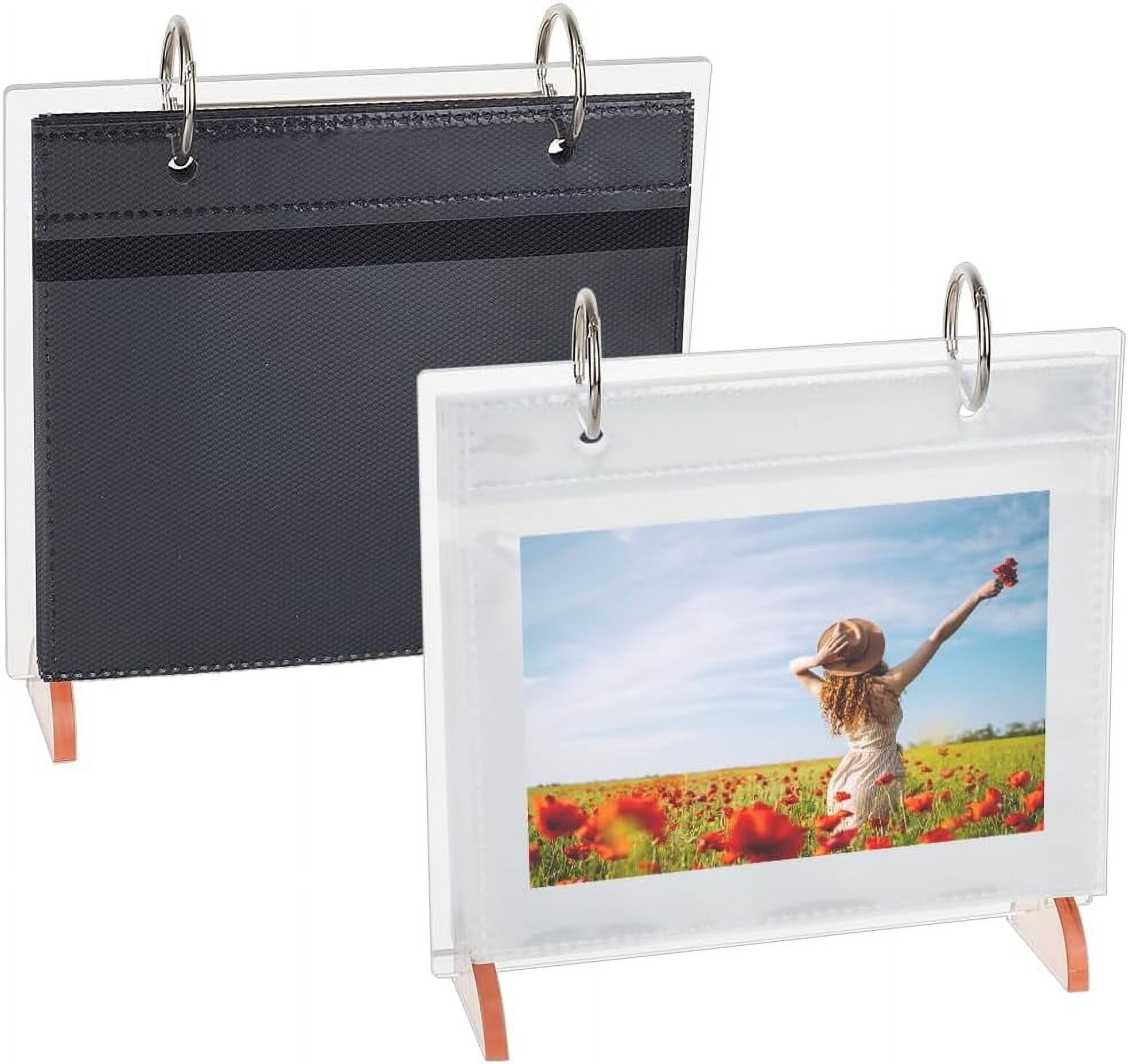 2 Sets 4.8x5.5 Inch Acrylic Photo Desk Albums Clear/Black Mixed Colors ...