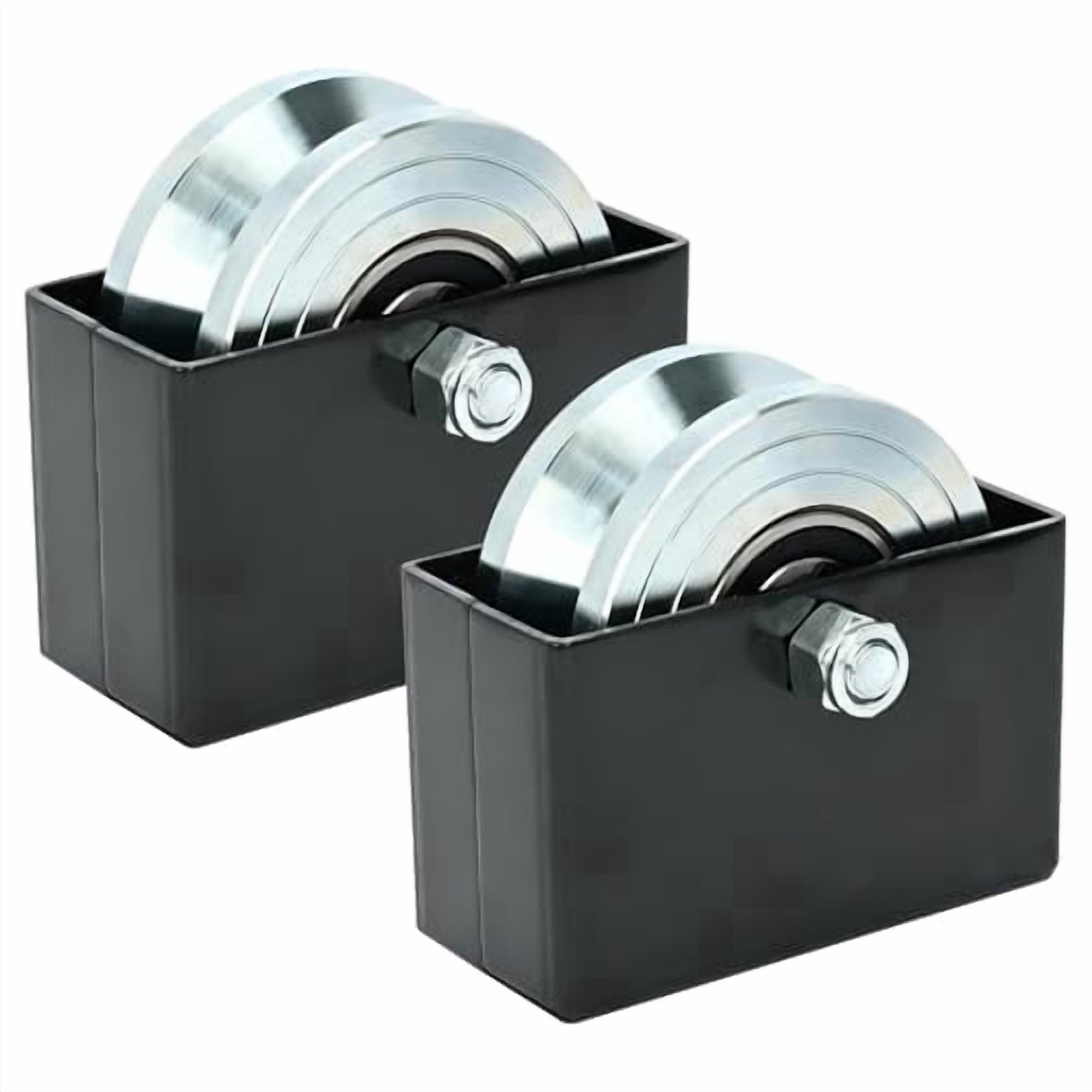 2 Sets 4'' V-Groove Sliding Gate Wheels with Welded Bracket Box, Heavy ...