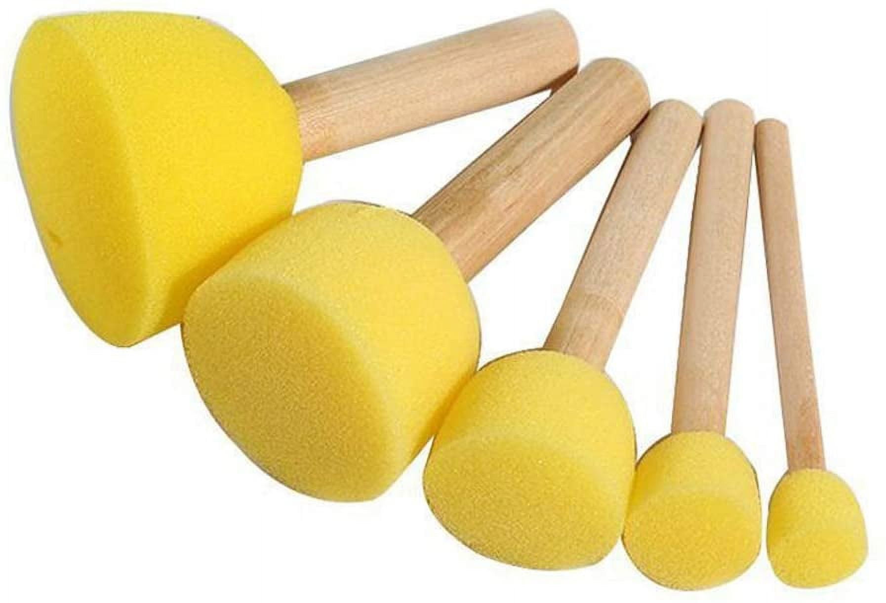2 Sets of (5 Sizes/Set) 10pcs Round Stencil Sponge Wooden Handle Foam Brush Set Painting Tools ...