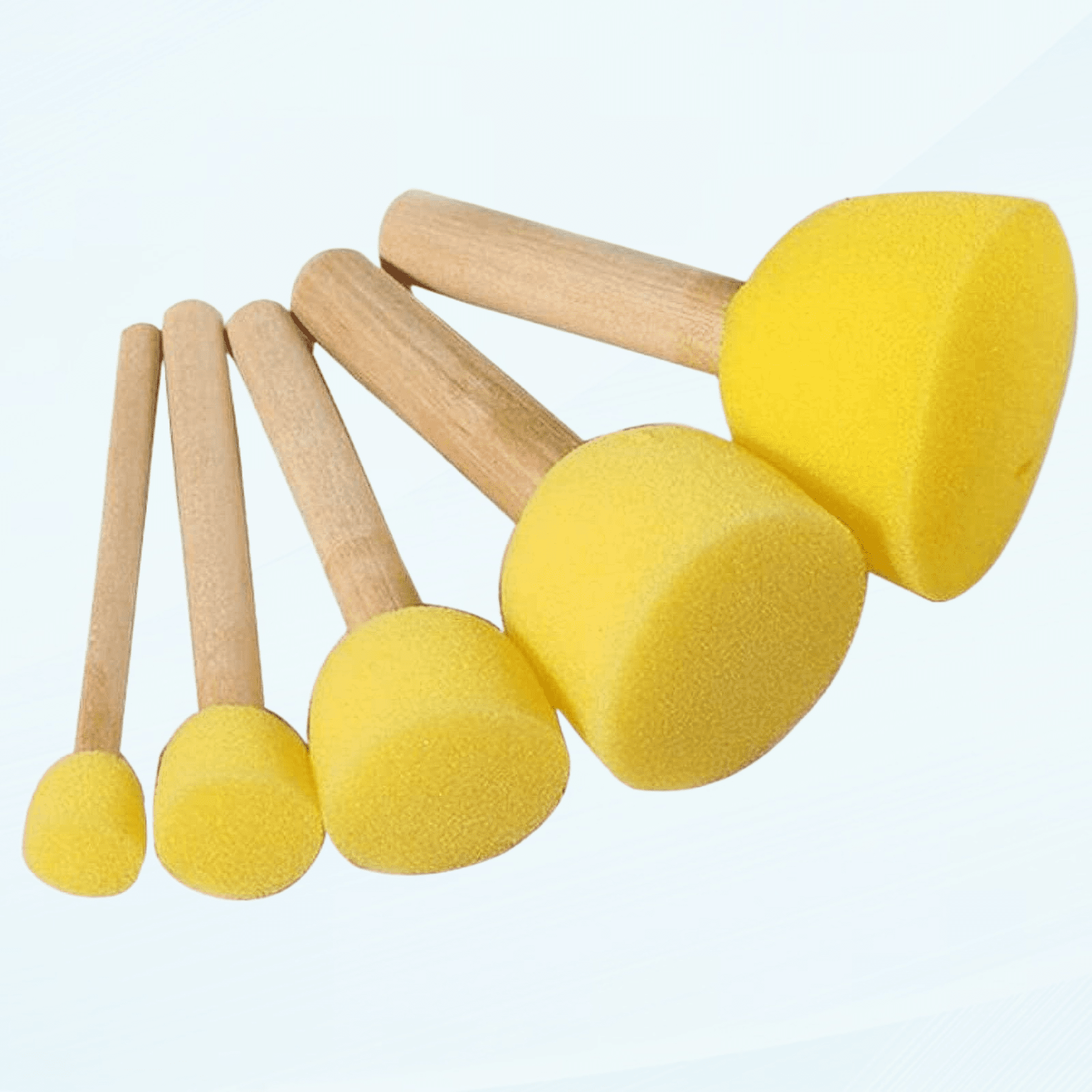 2 Sets of (5 Sizes/Set) 10pcs Round Stencil Sponge Wooden Handle Foam Brush Set Painting Tools ...