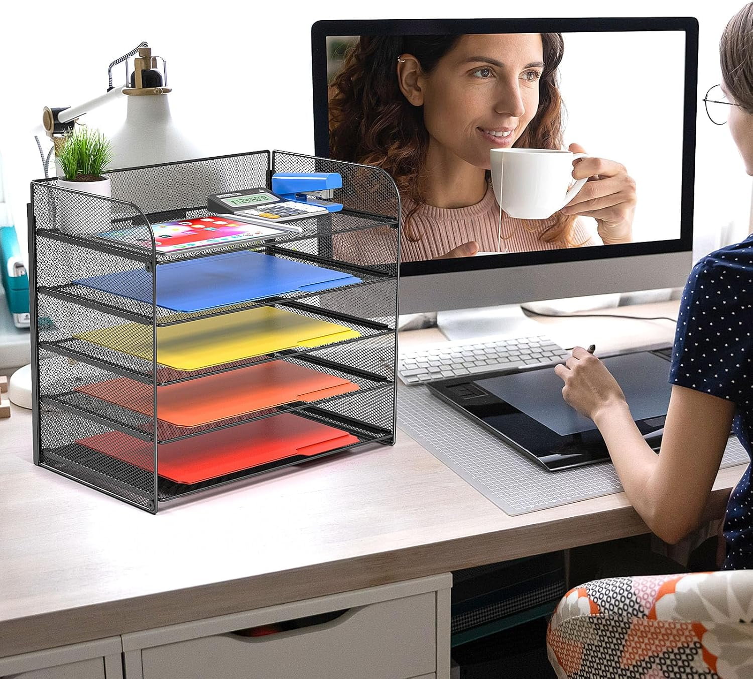 2 Sets 5-Tier Paper Organizer,Paper Tray Holder for Desk,File Holder ...