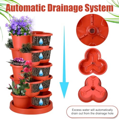 2 Sets 5 Tier Vertical Stackable Planters Pot, Gardening Strawberry ...
