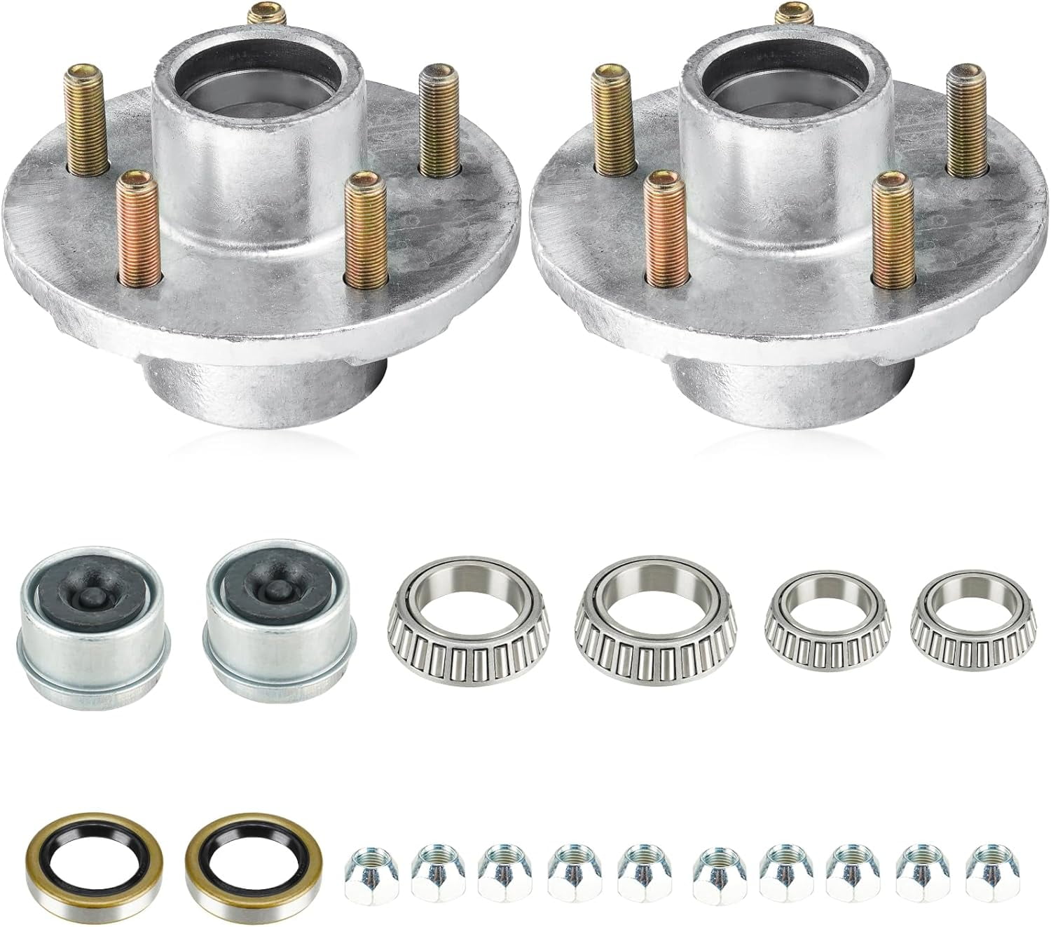 2 Sets 5 on 4.5" Bolt Circle Hot-Galvanized Idler Hub Kits for 3,500lbs ...