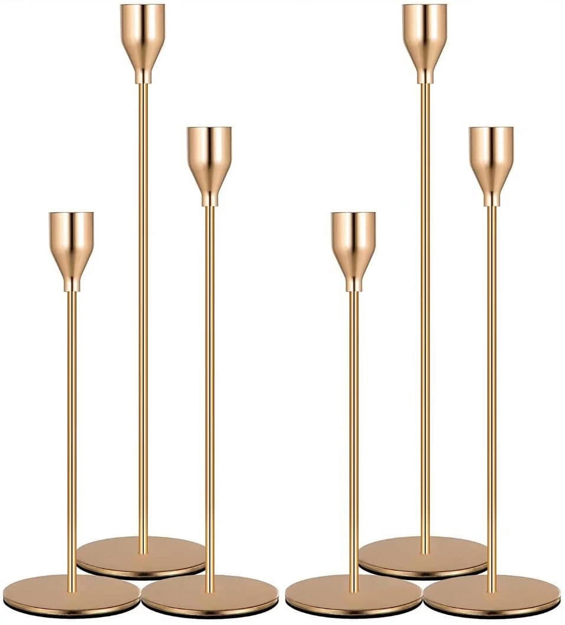 2 Sets, 6 PCS French Gold Taper Candlestick Holders Set for Table ...