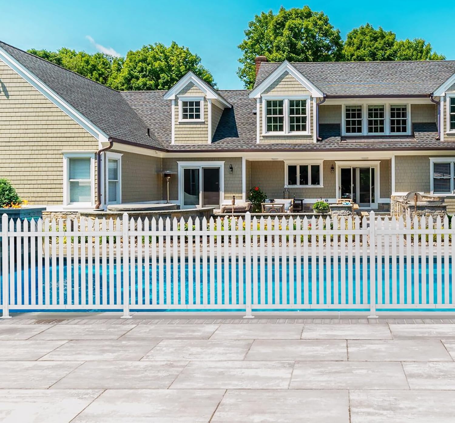 2 Sets 84"W x 30"H Vinyl Picket Fence Panels No Ground Spike Decorative ...