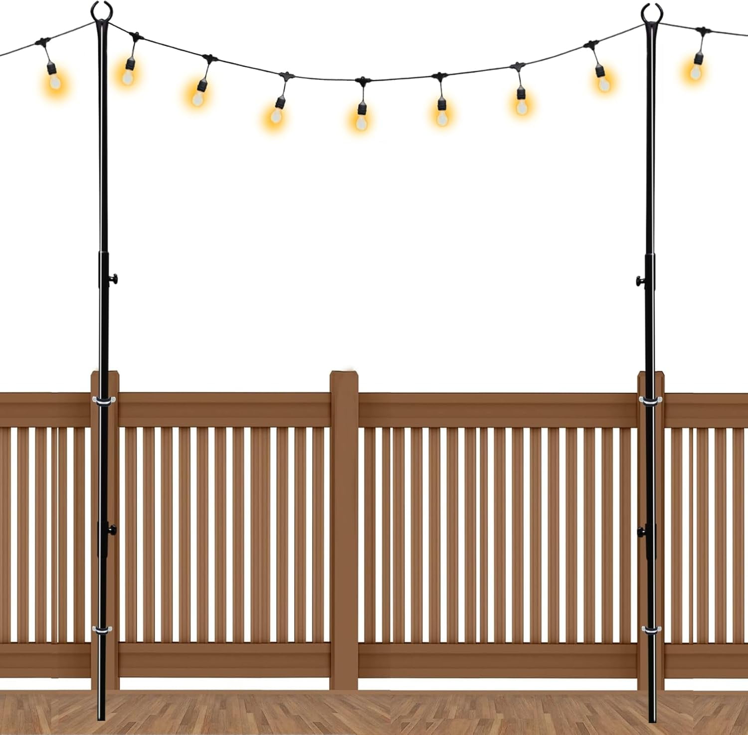 2 Sets 9ft Heavy Duty String Light Poles, Outdoor Sun Shade Sail Pole ...